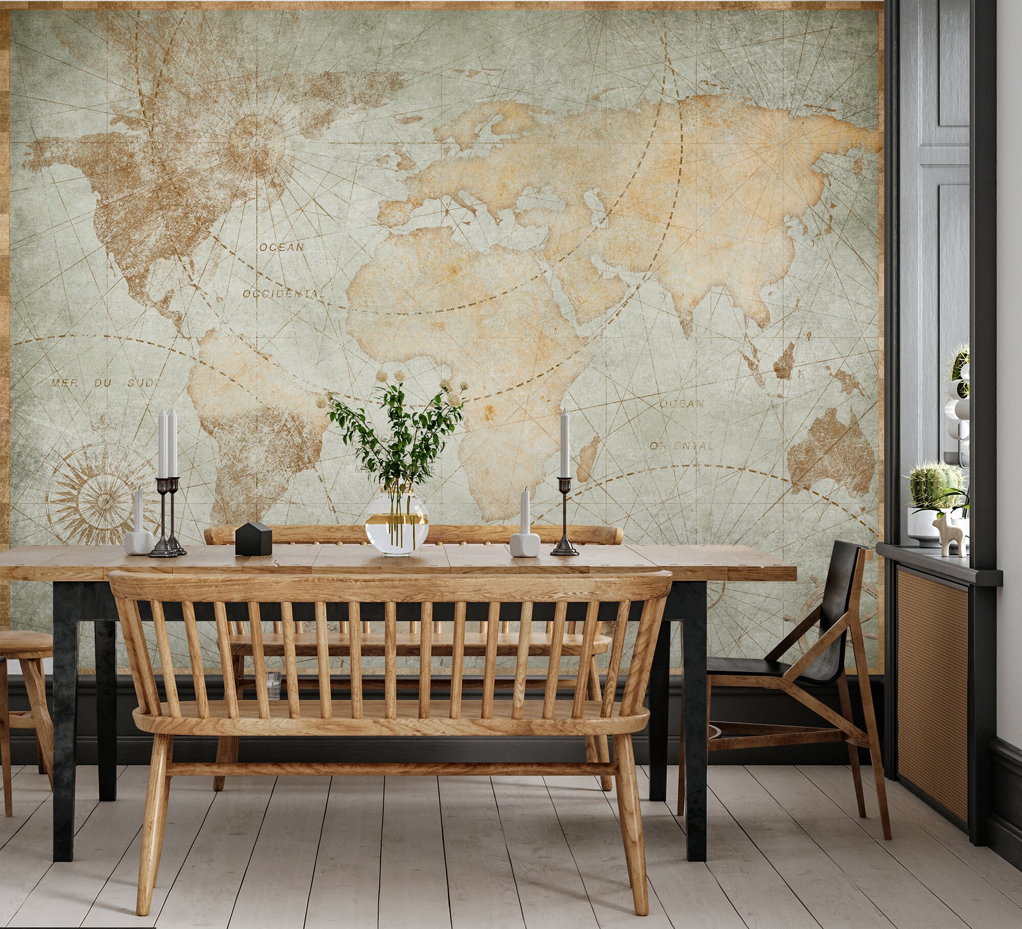 Old Map Wall Mural Self Adhesive Peel and Stick Wallpaper - Etsy