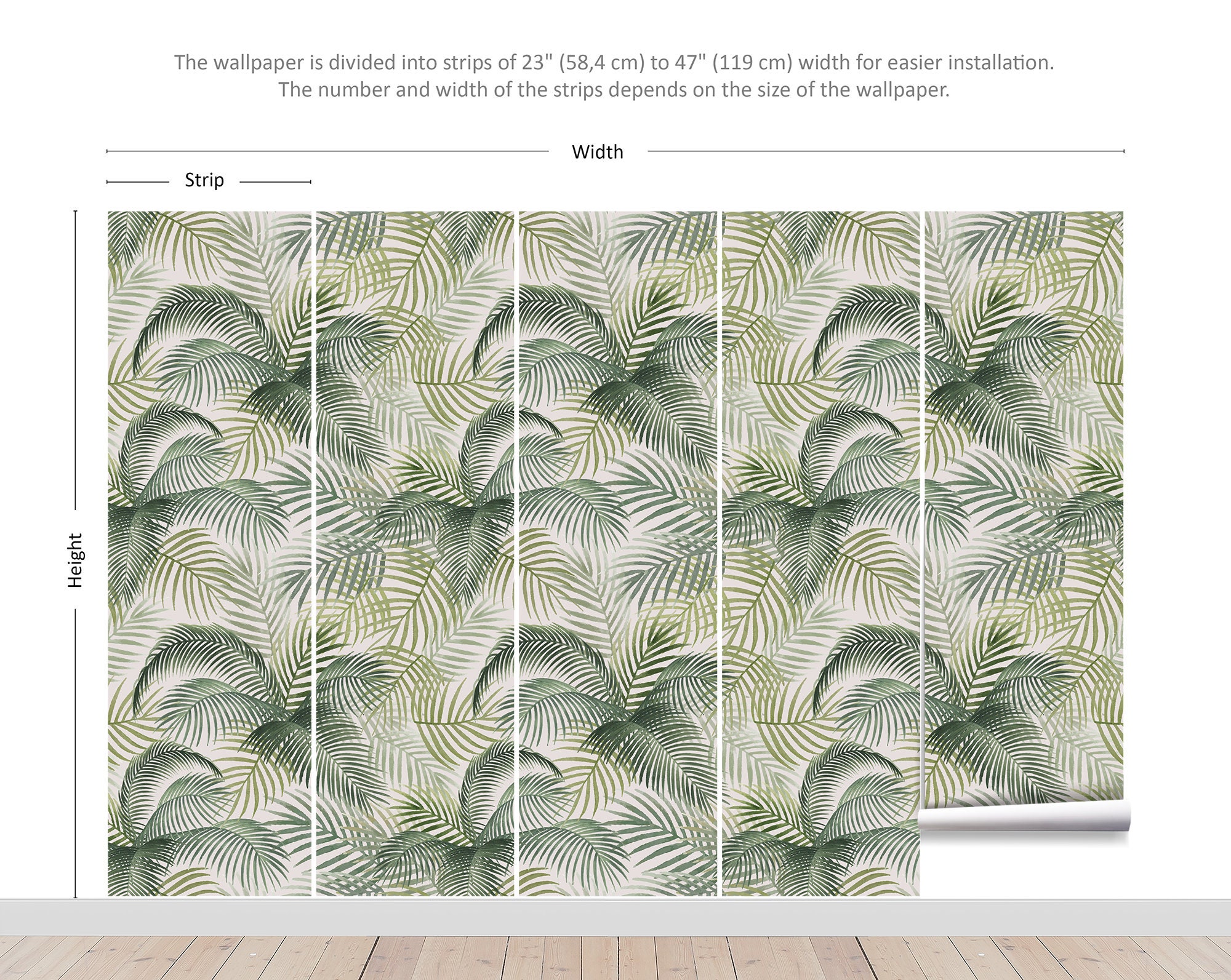 Palm Leaf Print Wallpaper Peel and Stick Tropcial Wall Mural - Etsy