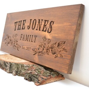 Personalized Family Sign, Engraved Wood Sign in Vintage Style, Rustic ...
