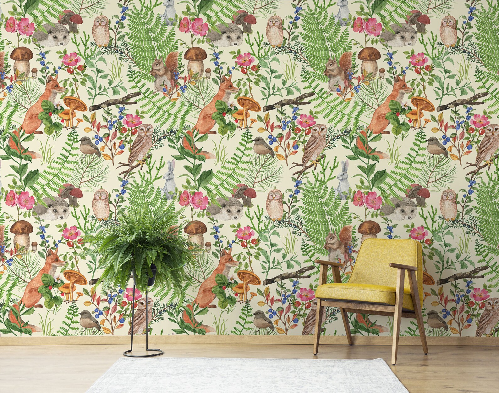 Vintage Forest Animals Wallpaper Self Adhesive Peel and - Etsy