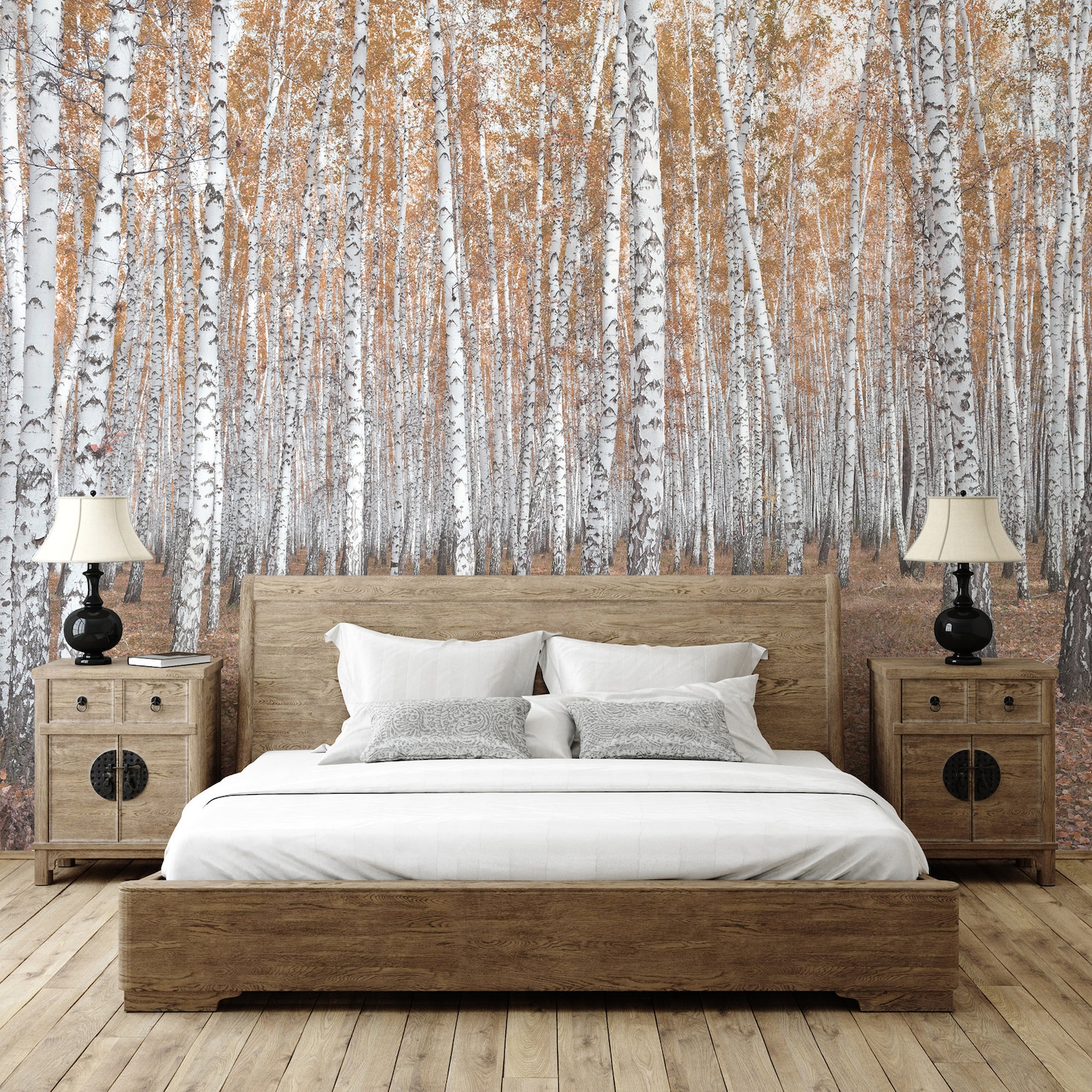 Birch Tree Forest Wallpaper Mural, Peel and Stick Photo Wallpaper ...