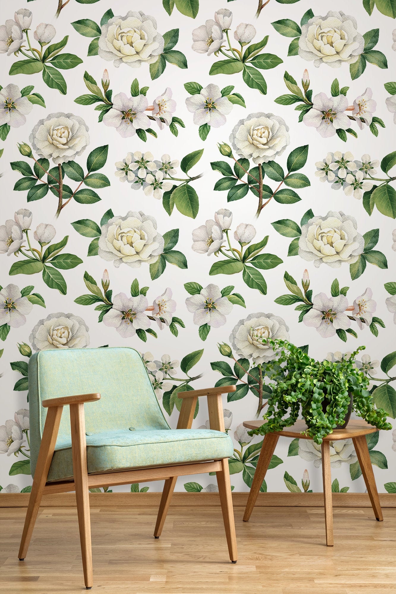 Vintage Rose Wallpaper, Self Adhesive Wallpaper, Watercolor Floral ...