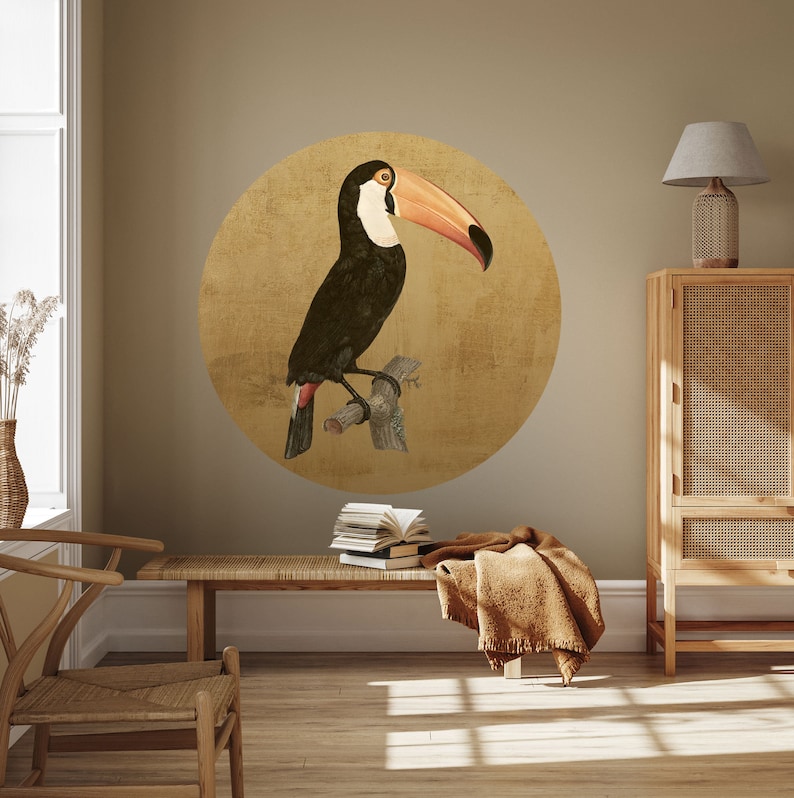 Circle Wall Decal Toucan Wall Decor Vintage Wall Decor Self - Etsy