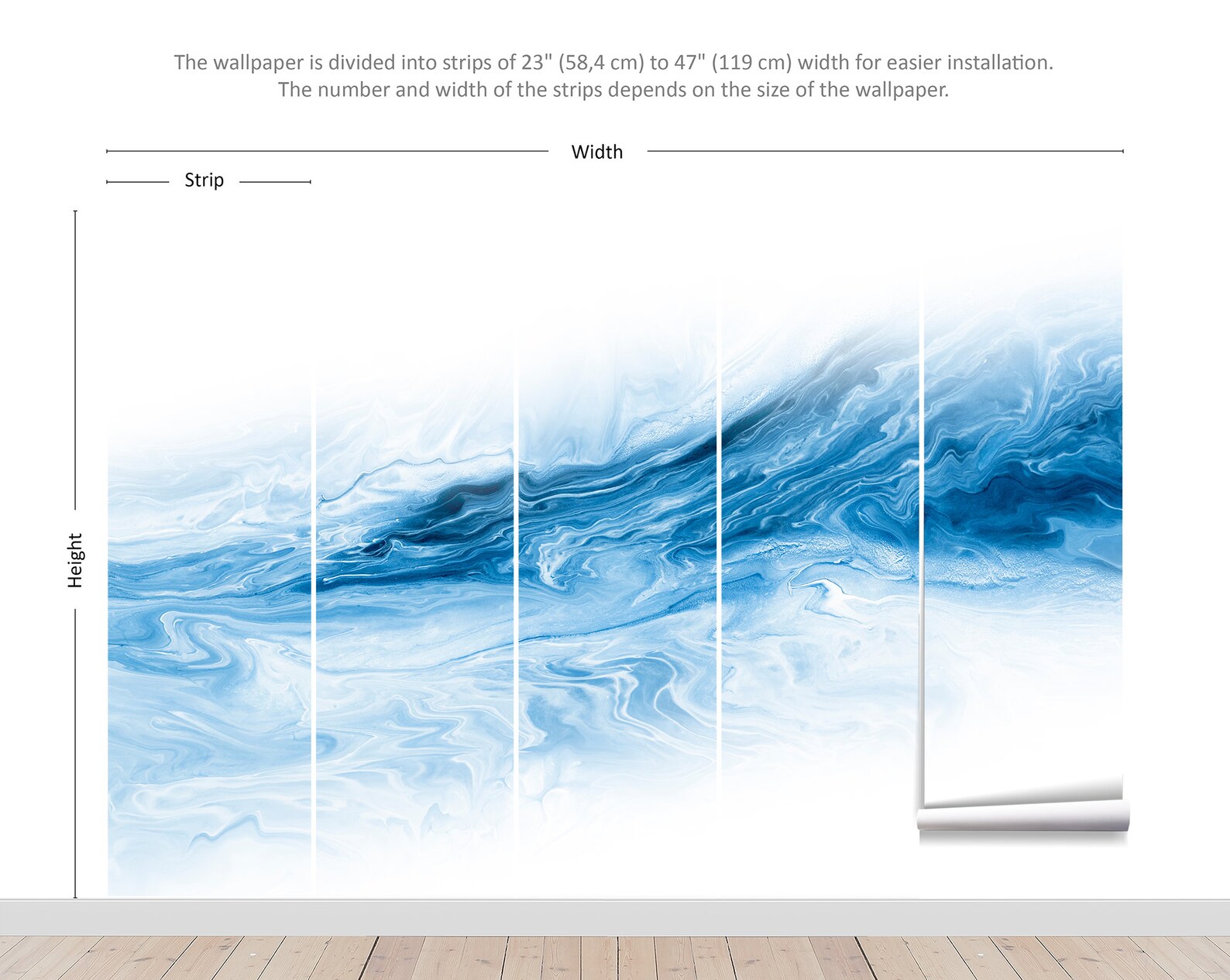 Abstract Blue Wall Mural Peel and Stick Wallpaper Hand - Etsy