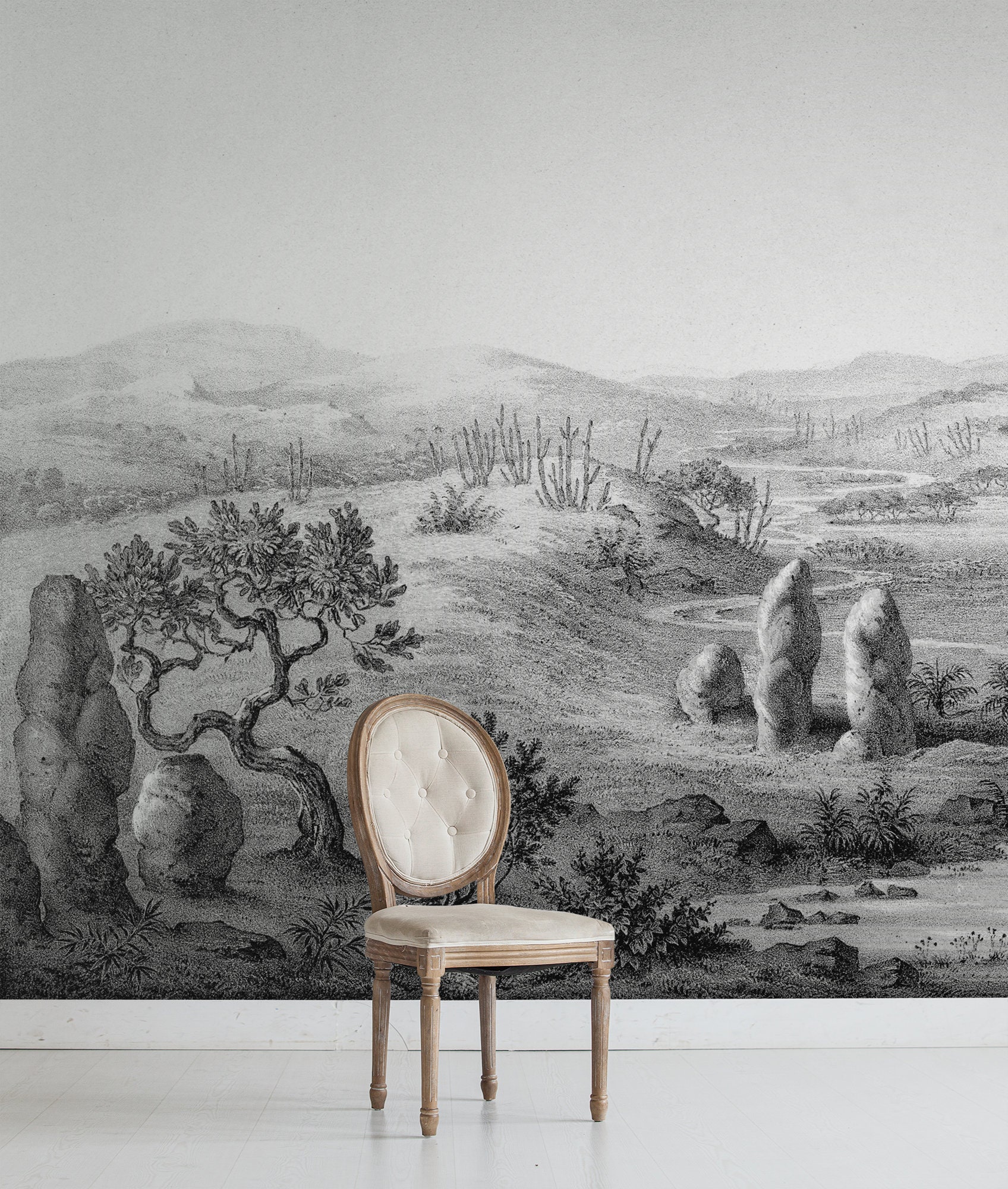 Exotic Landscape With Hills and Rocks Wall Mural Peel and | Etsy