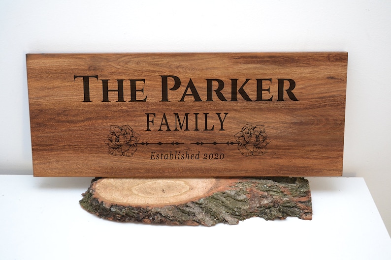 Personalized Wood Family Sign, Engraved Wood Sign in Vintage Style ...