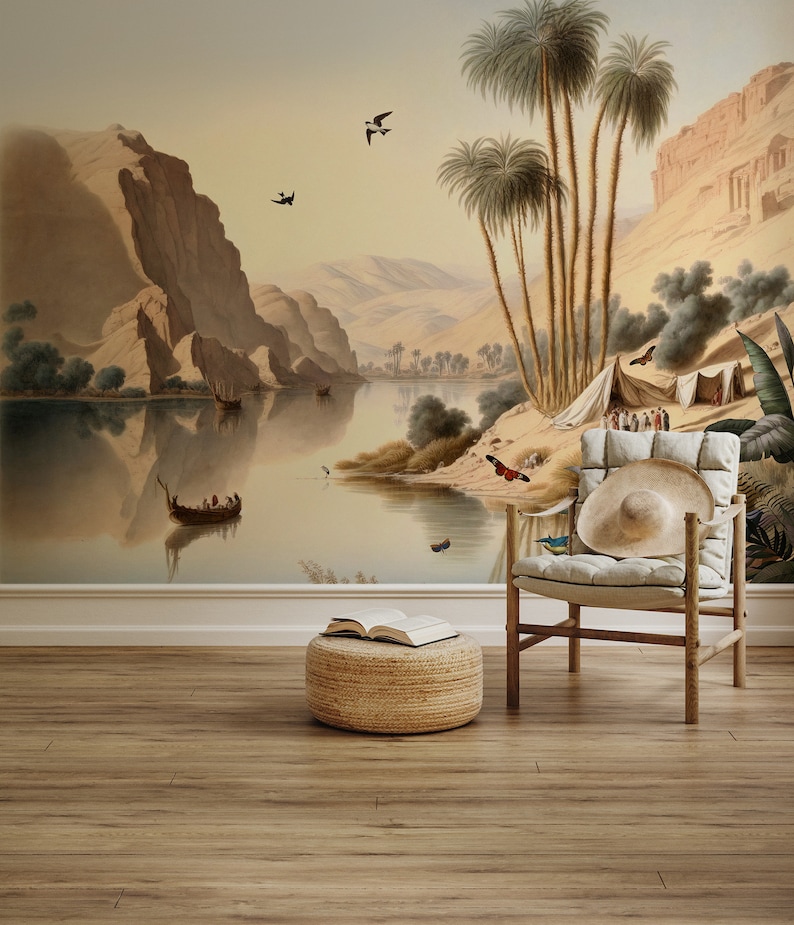 Arabian Landscape Wallpaper, Scenic Wall Mural, Palm Trees Wallpaper ...