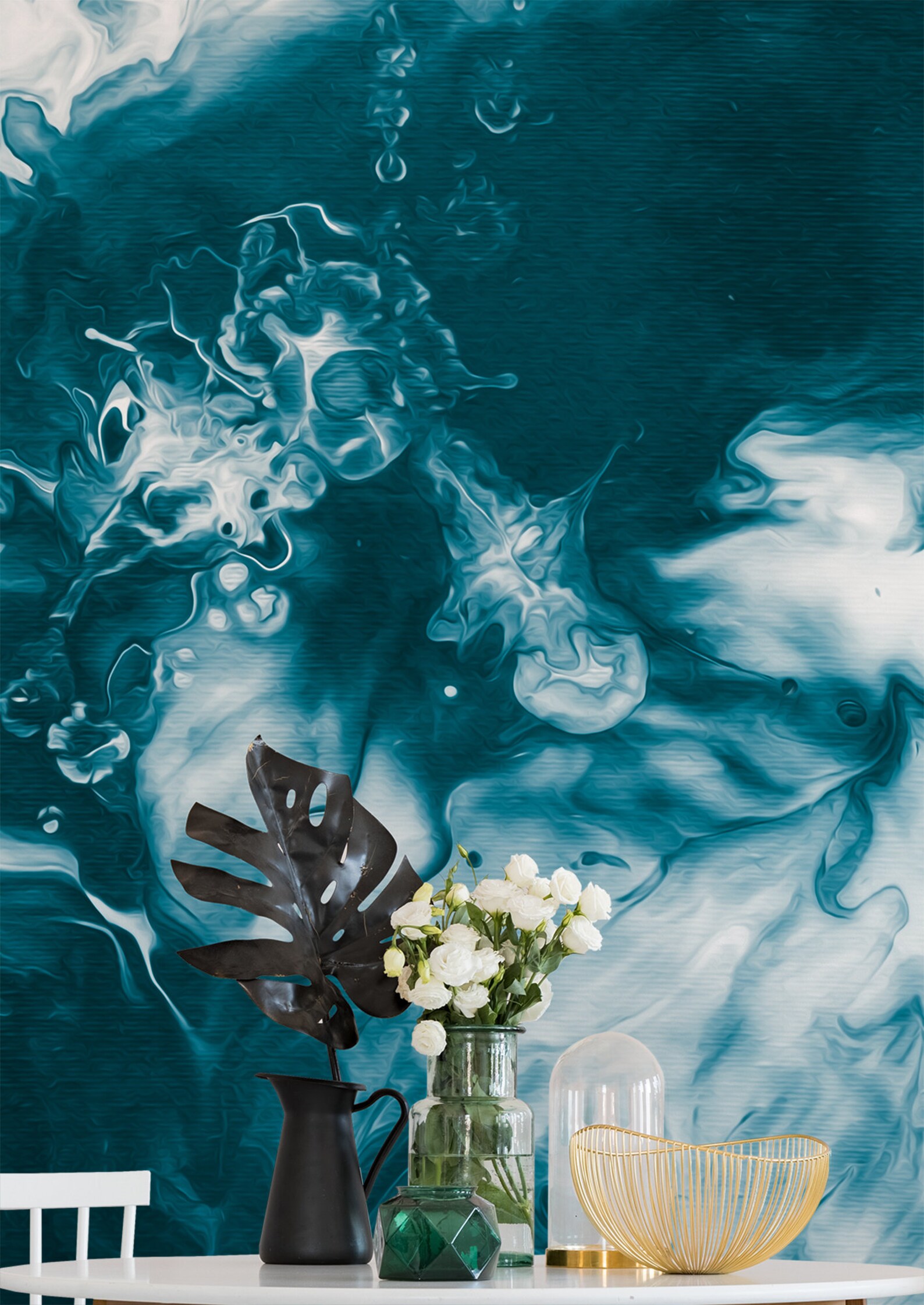 Abstract Blue Wall Mural Peel and Stick Wallpaper Hand | Etsy