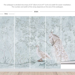 White Peacocks in the Garden Wall Mural, Self Adhesive Wallpaper ...