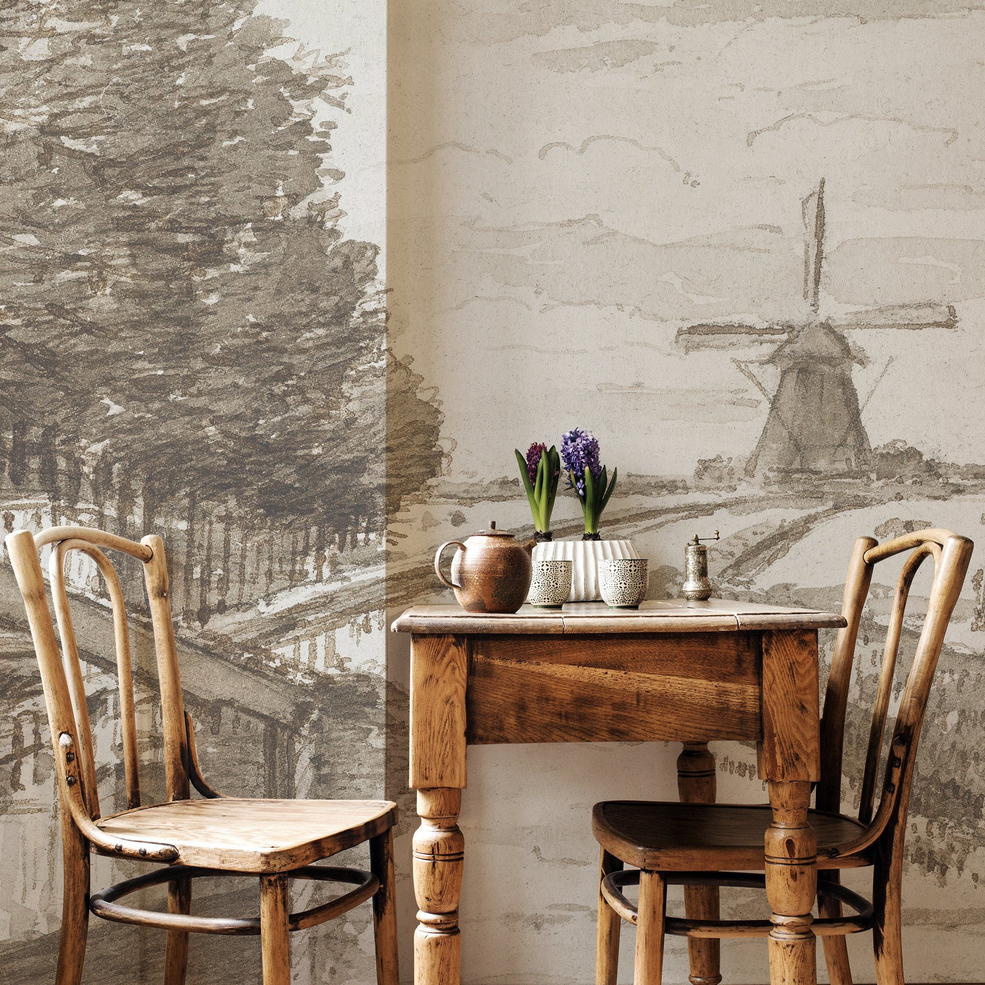 Countryside Wall Mural Peel and Stick Wallpaper Vintage Art | Etsy