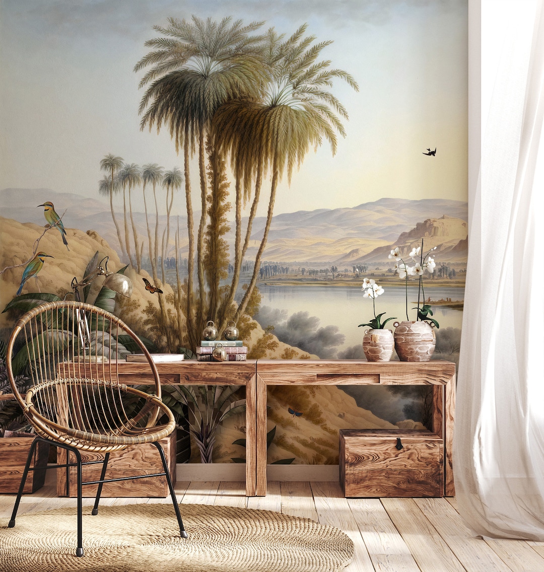 Arabian Landscape Wallpaper, Desert, Palm Trees Wallpaper, Scenic Wall ...
