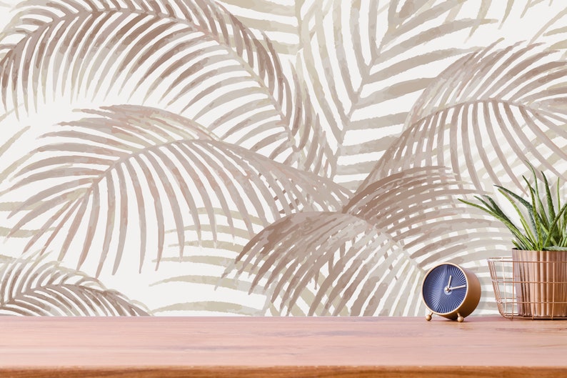 Palm Leaf Vintage Wallpaper Peel and Stick Tropical Wall - Etsy