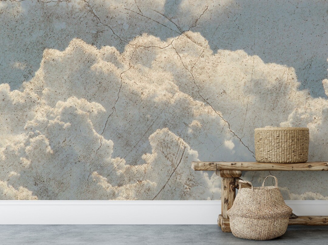 Cloud Wallpaper, Self Adhesive Wallpaper, Old Plaster Cracks Imitation ...