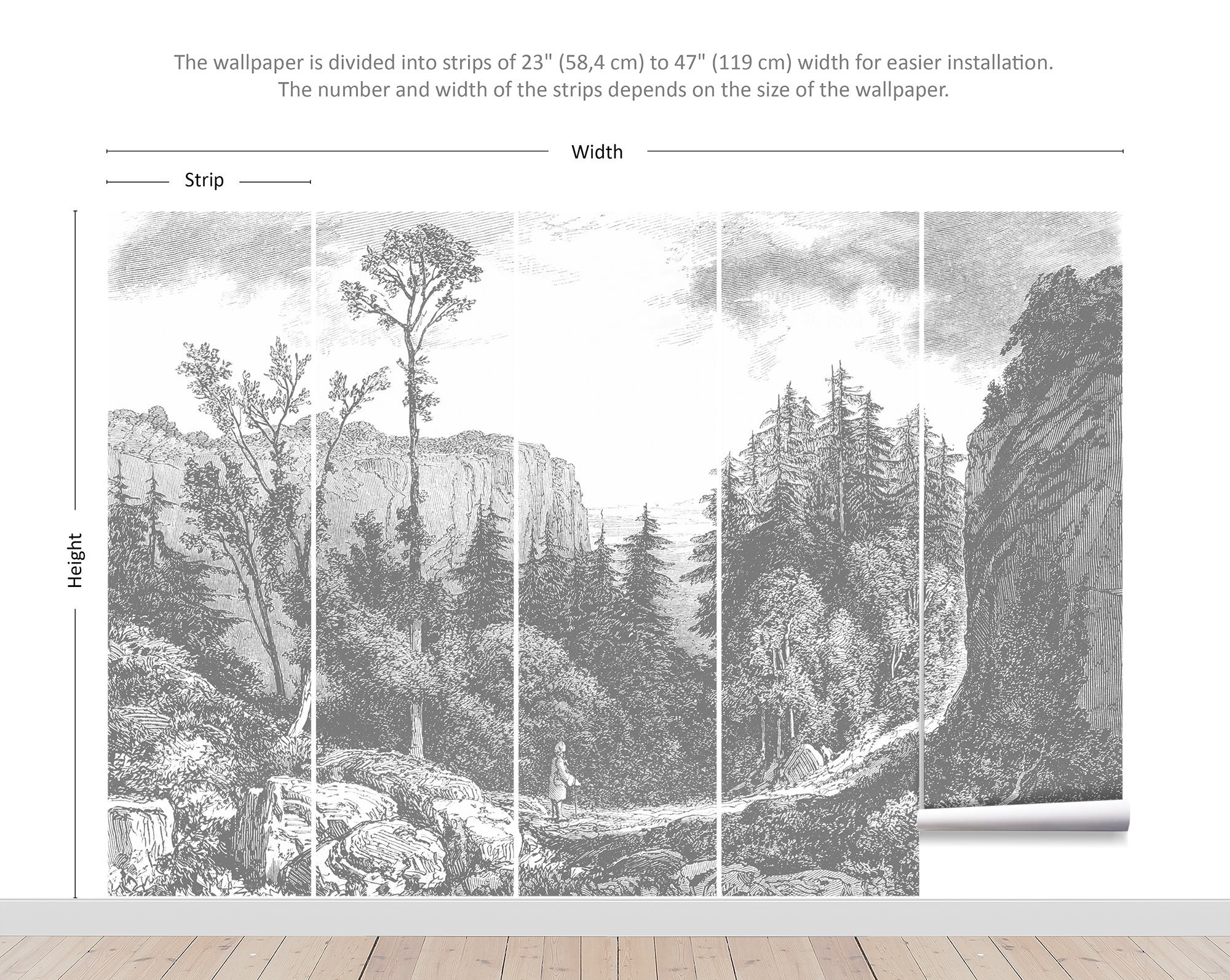 Landscape Wall Mural in Old Style Vintage Self Adhesive - Etsy