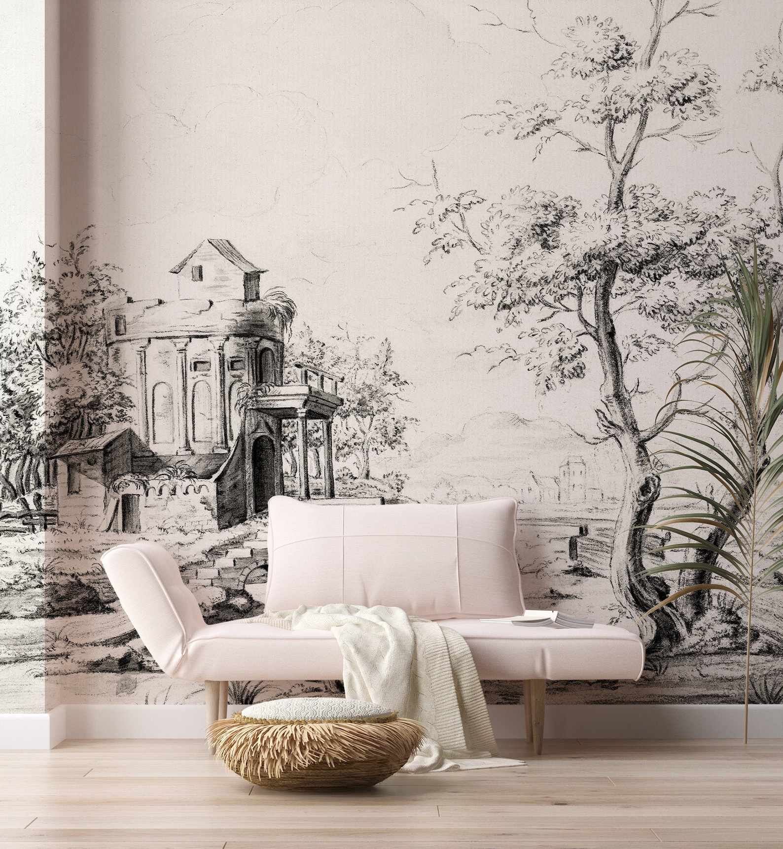 Antique Landscape Wall Mural, Peel and Stick Wallpaper, Vintage Art ...