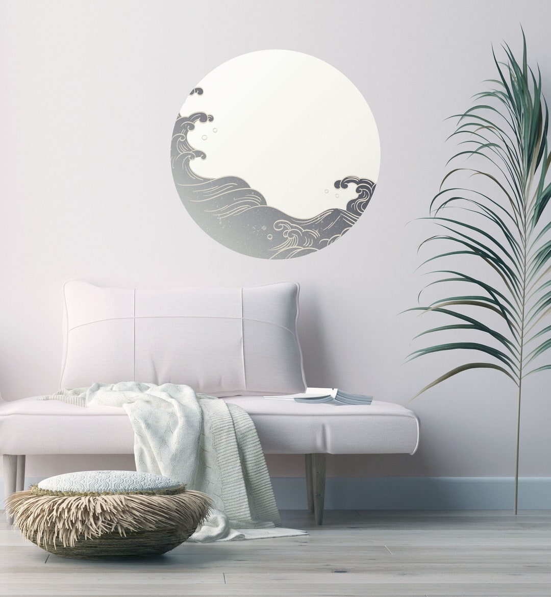 Wave Circle Wall Sticker, Abstract Wall Decor, Vintage Wall Decor, Self ...