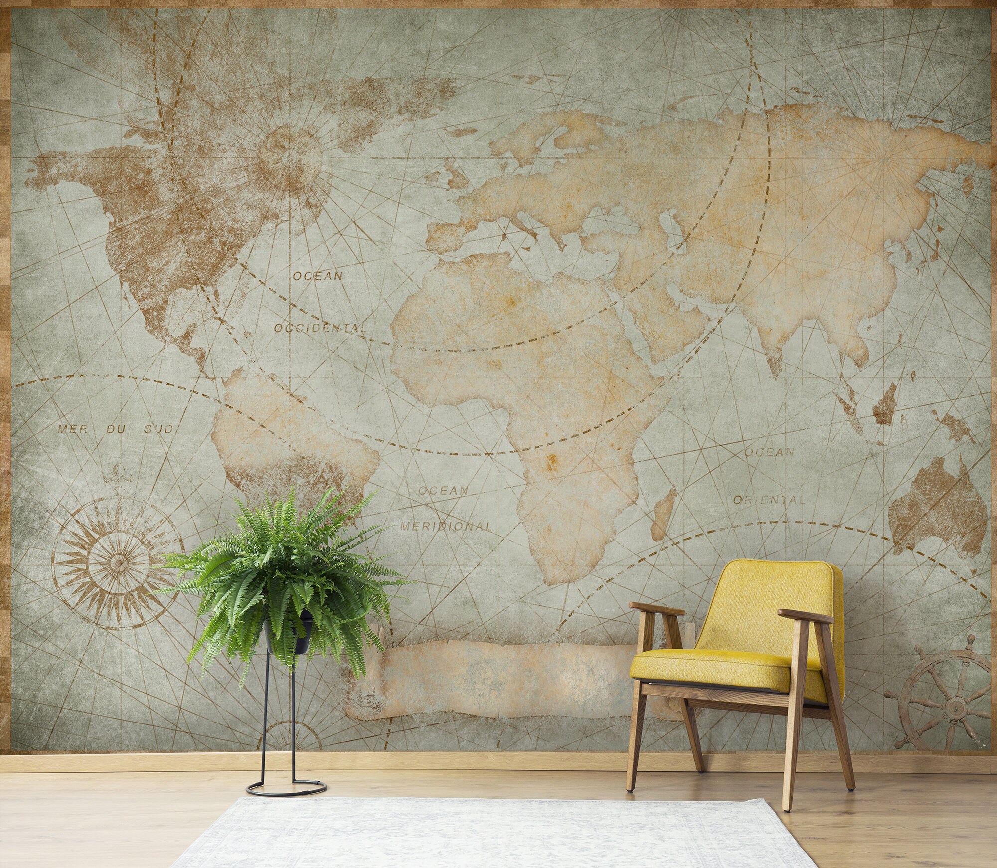Old Map Wall Mural Self Adhesive Peel and Stick Wallpaper - Etsy
