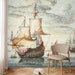 Seascape Wallpaper, Old Ships at Sea, Landscape Wallpaper, Vintage Art ...