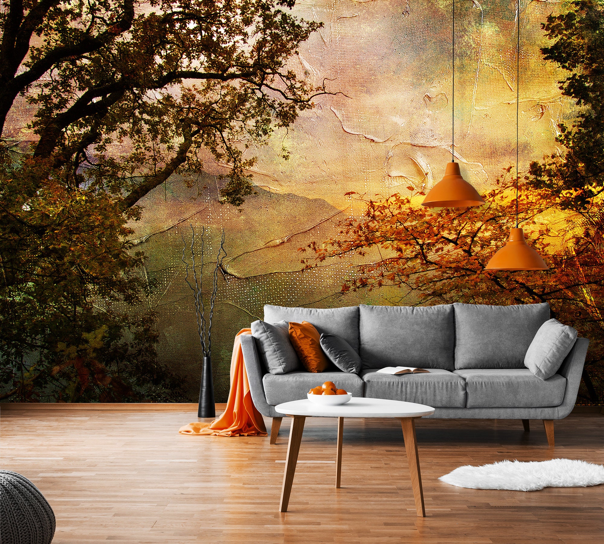 Painted Landscape Wall Mural Self Adhesive Peel and Stick | Etsy