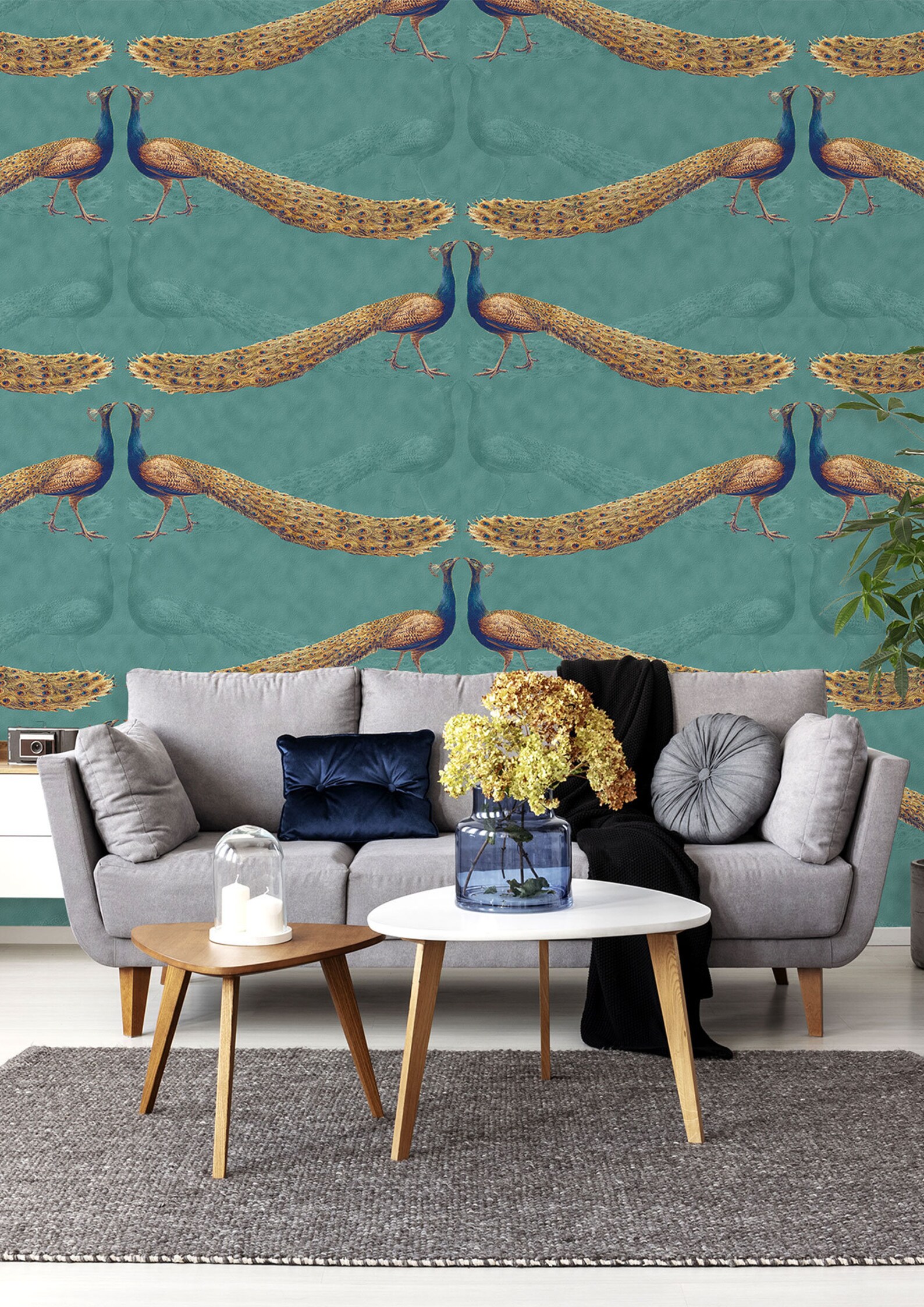 Vintage Wallpaper Peacock Pattern Wallpaper Mural Self - Etsy