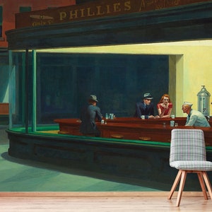 The Nighthawks Wall Mural by Hopper, Peel and Stick Wallpaper, Self ...