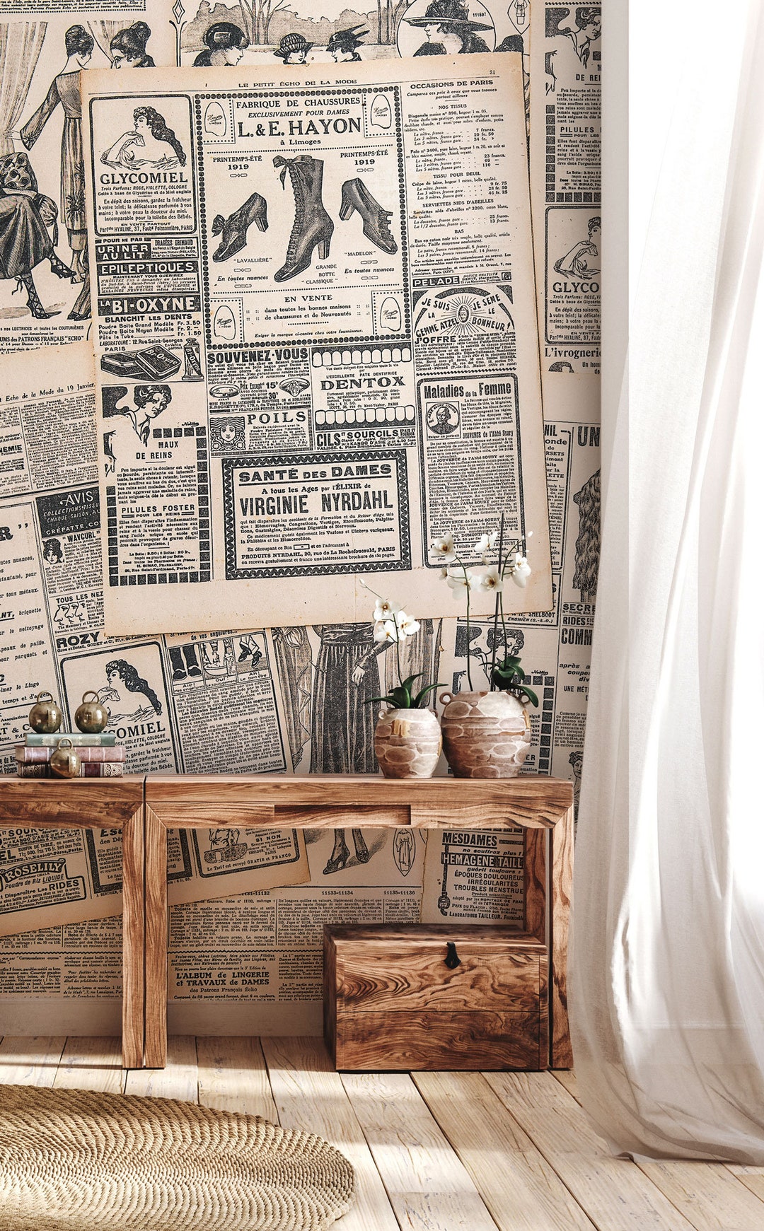 Vintage Newspaper Wall Mural, Self Adhesive Wallpaper, Peel and Stick ...