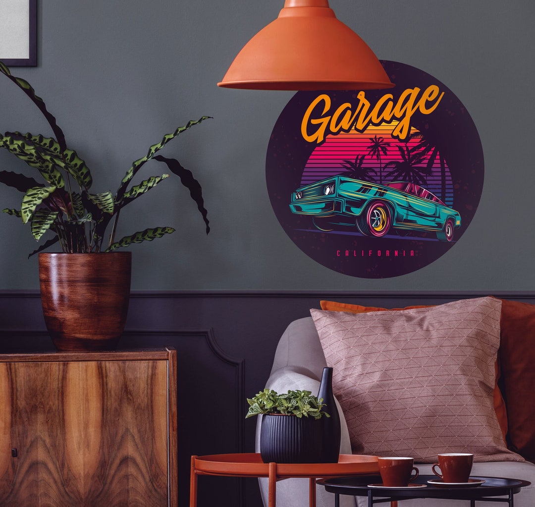 Circle Wall Sticker in Vintage Style, Car Sticker, Self Adhesive Wall ...