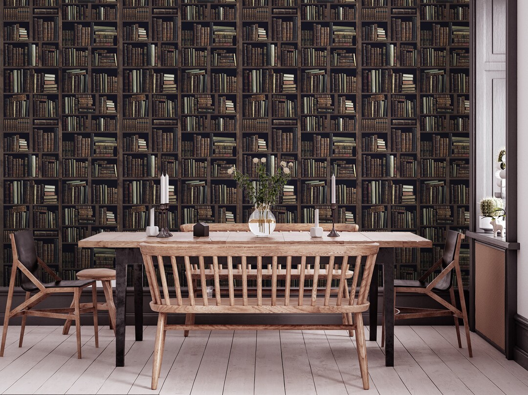 Vintage Library Retro Wallpaper, Self Adhesive, Peel and Stick ...