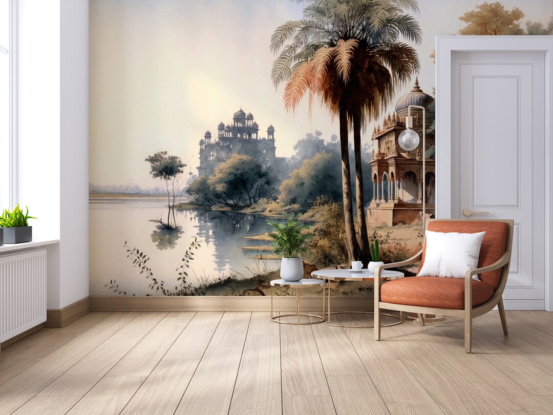 Arabian Landscape, Tropical Vintage Scenic Wall Mural, Wallpaper, Peel ...