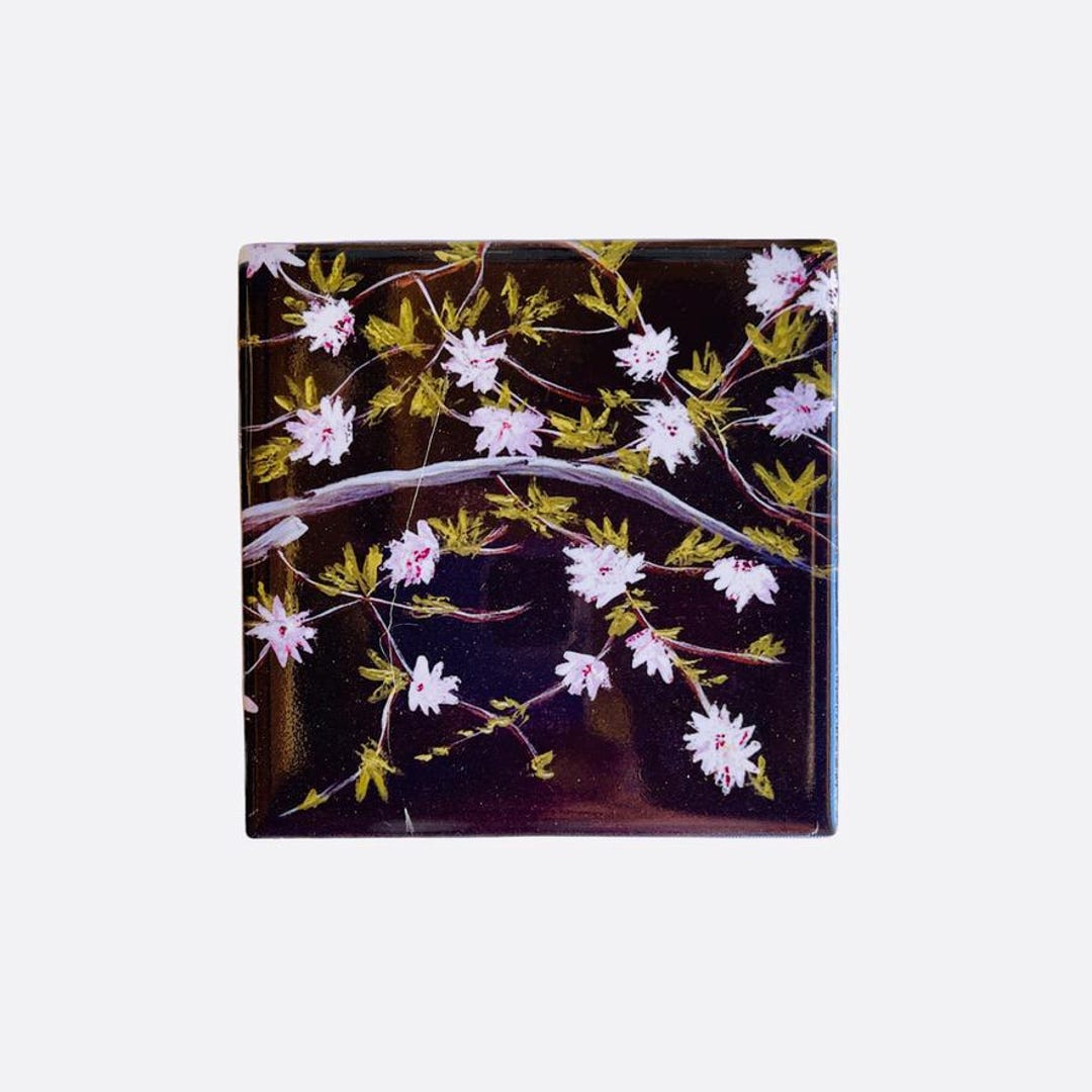 Cherry Blossoms Art Tile: Decorative Ceramic Trivet Coaster - Etsy