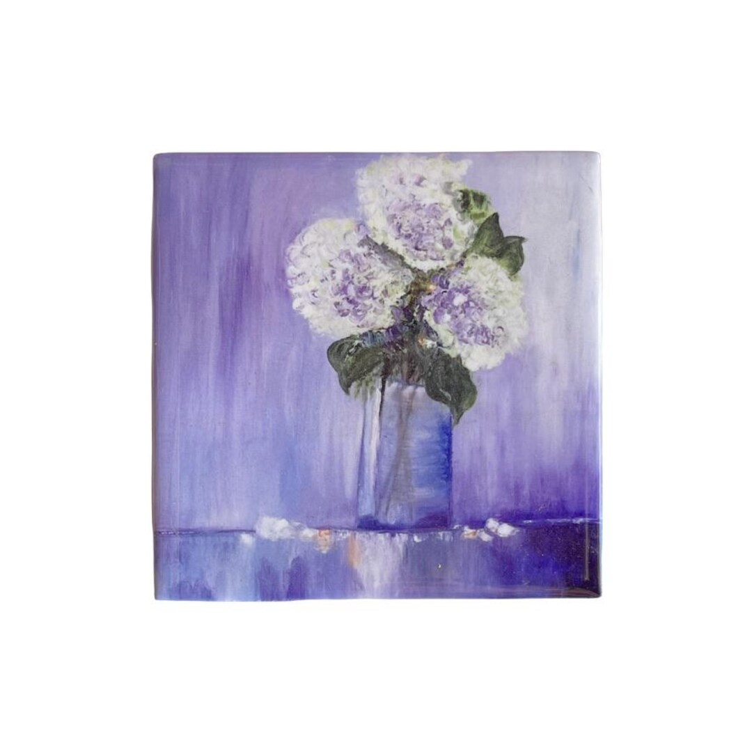 White/lavender Hydrangeas/ Art Tile Ceramic Paint, Wall Tile - Etsy