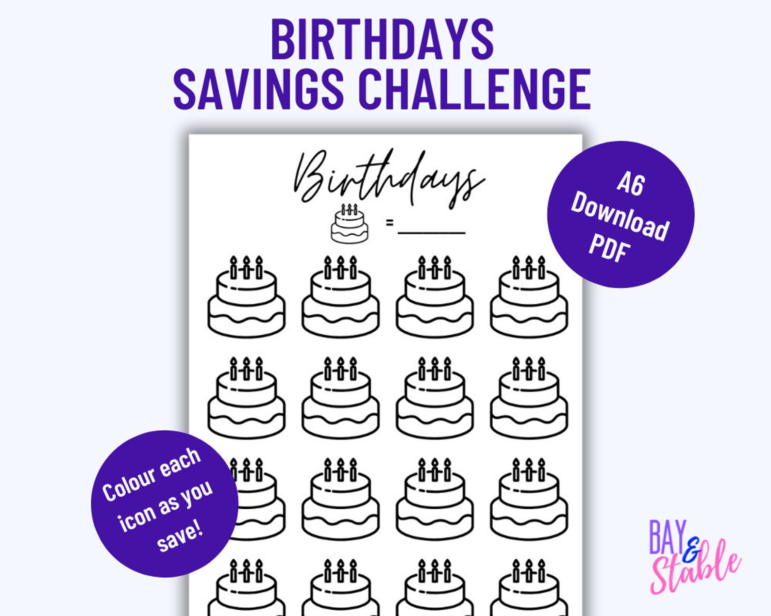 Birthdays Savings Challenge, A6 Binder, Cash Stuffing, Budgeting ...