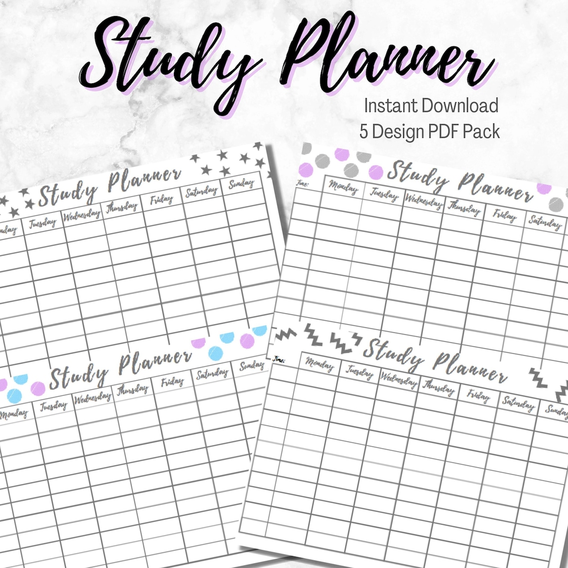 Study Planner Printable Revision Planning Weekly Exam Timetable A4 A5 ...