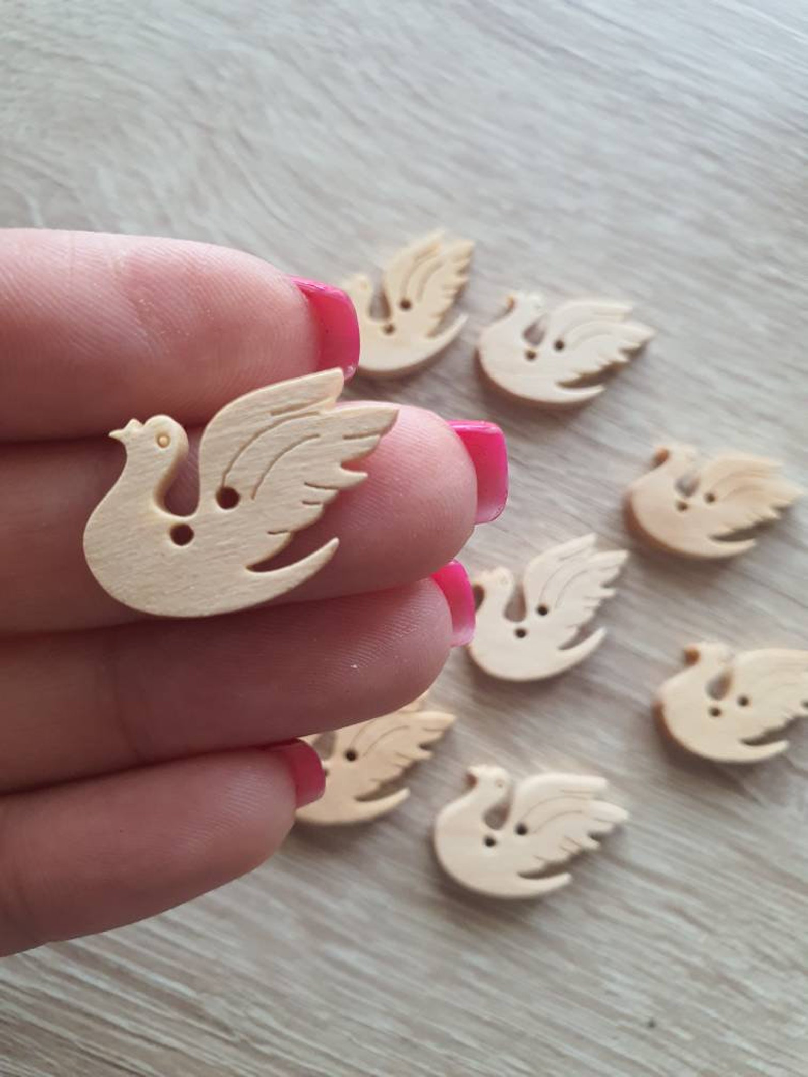 10 Bird Natural Wooden Buttons 2 Hole * 20 Mm * Bird Buttons * - Etsy