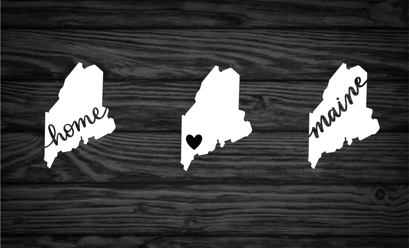 Maine State Decal with Heart Home ME / Maine Vinyl Decal | Etsy