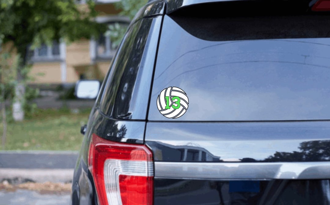 Volleyball Decal With Number | Volleyball Vinyl Decal for Cars, Laptops ...
