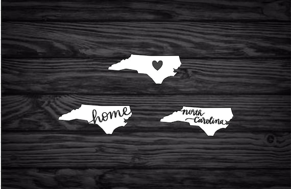 North Carolina State Decal with Heart Home NC / North | Etsy