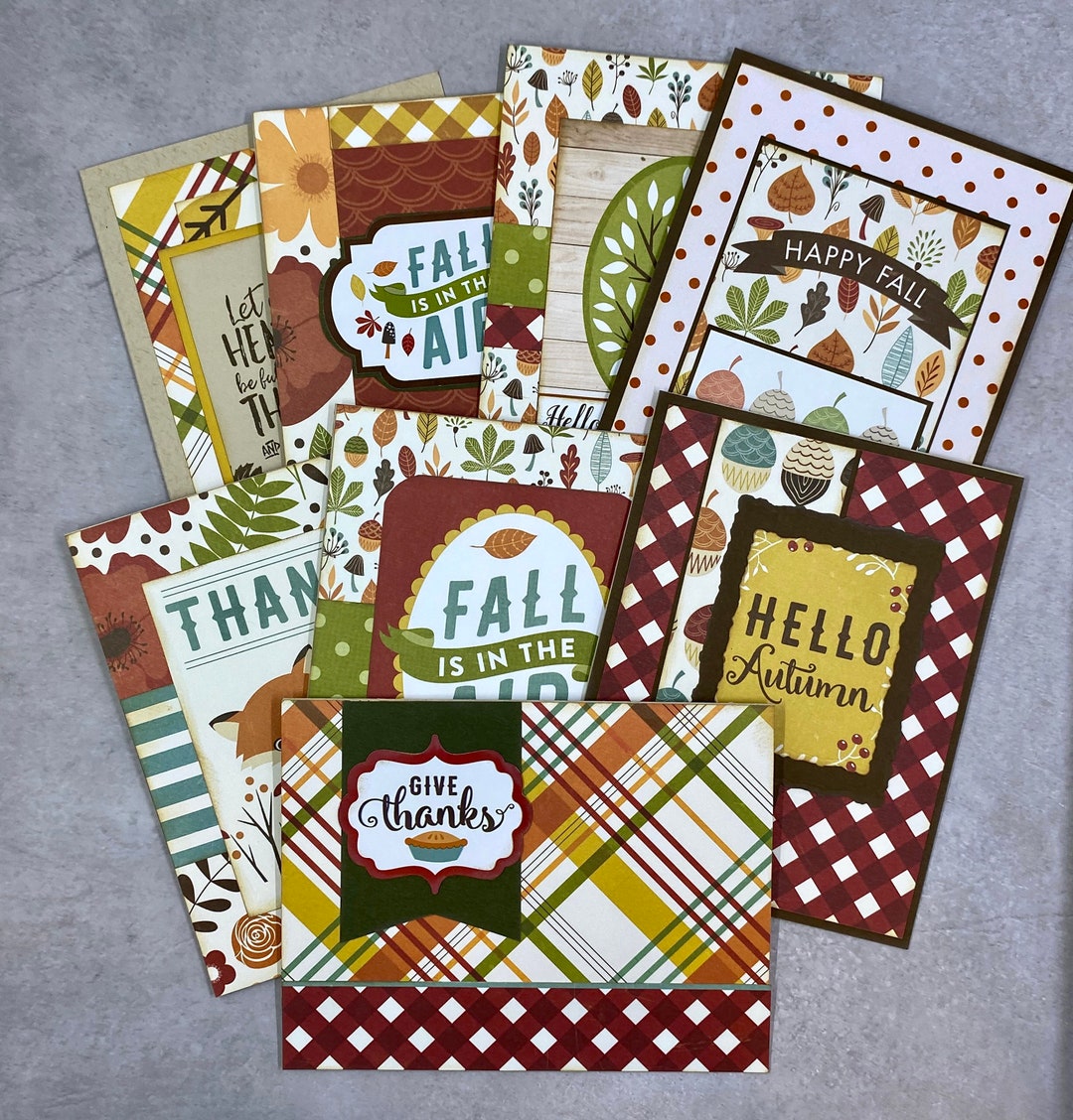 Fall Thanksgiving Card Set Thanksgiving Give Thanks Hello Autumn Cards ...