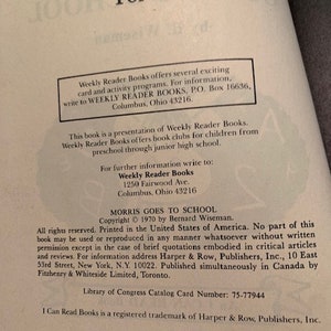 Morris Goes to School by B. Wiseman - Etsy