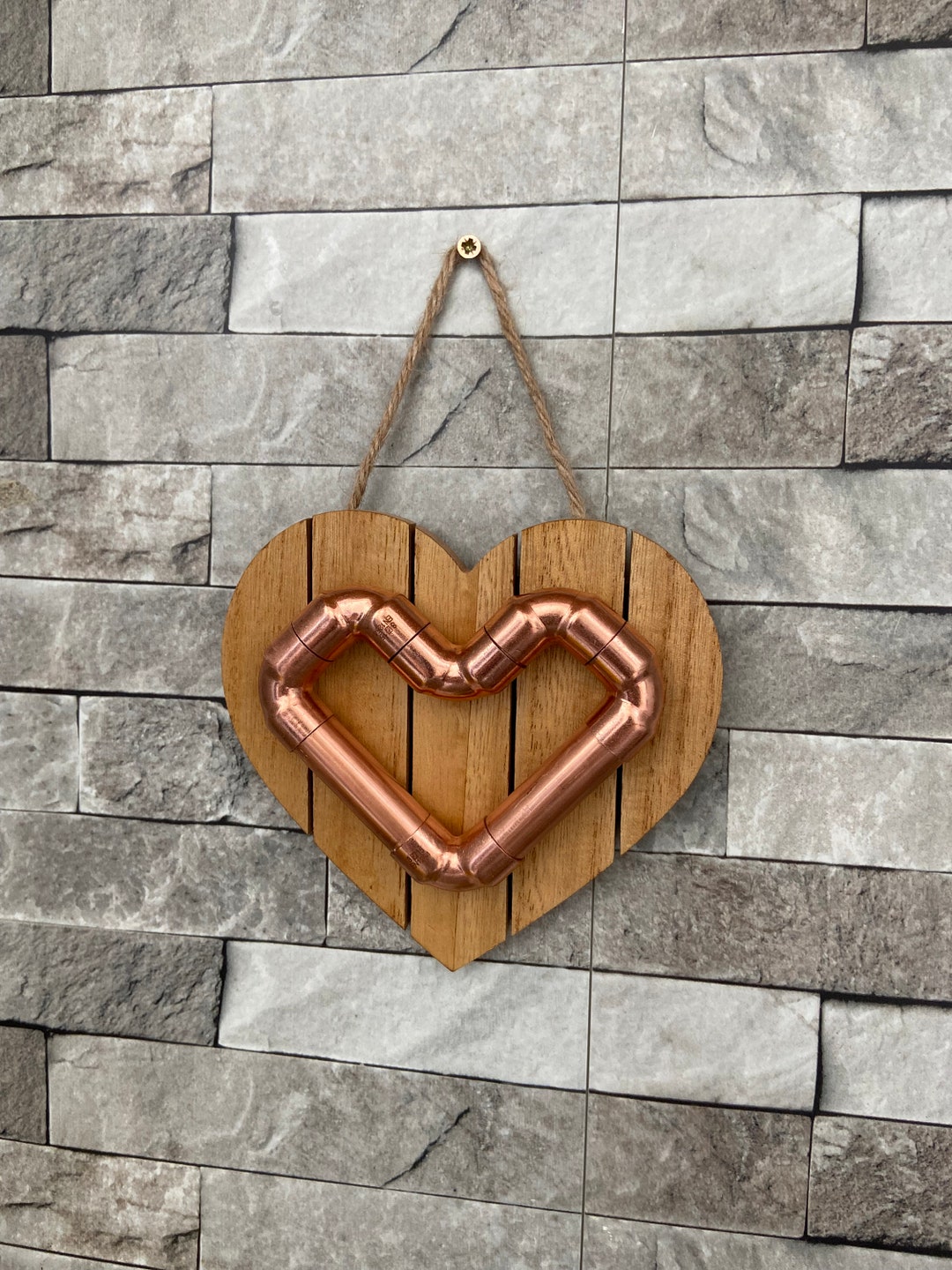 Copper Pipe Wooden Hanging Heart Valentines Gift - Etsy