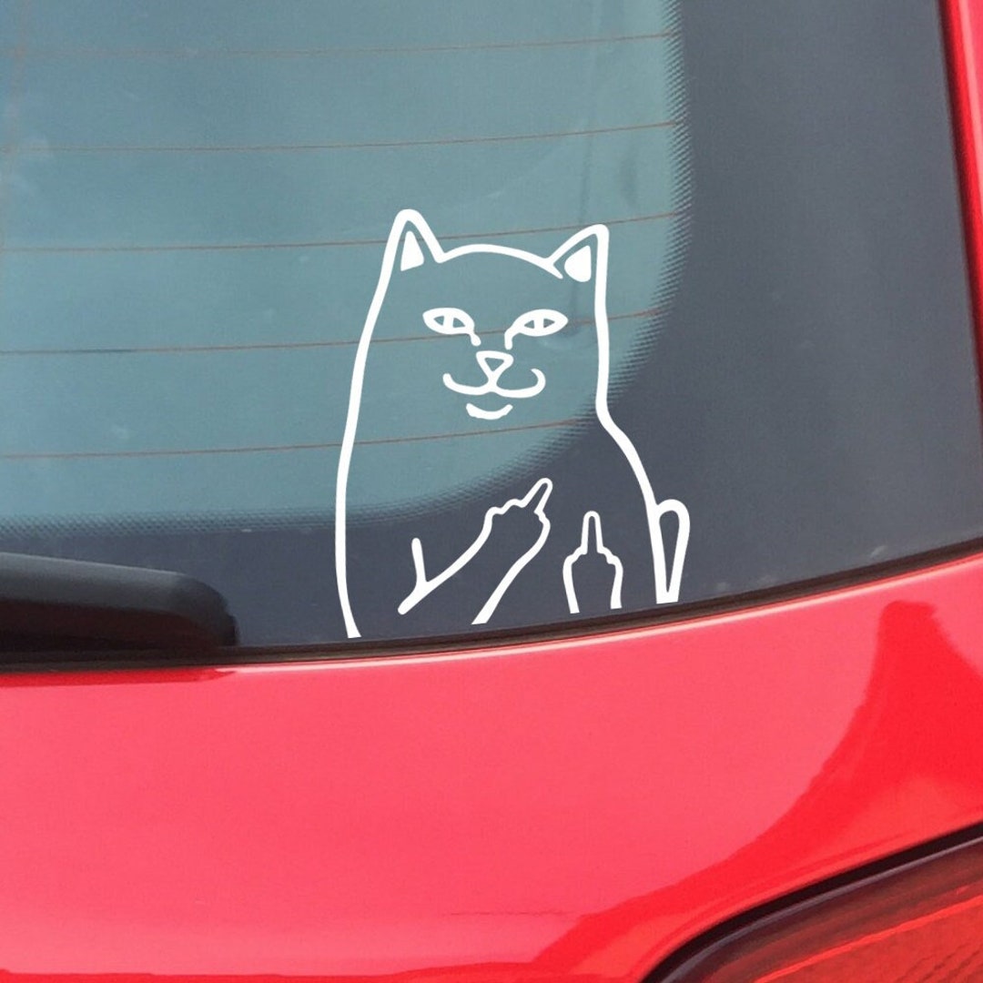 Funny Cat Middle Finger Vinyl Sticker - Etsy