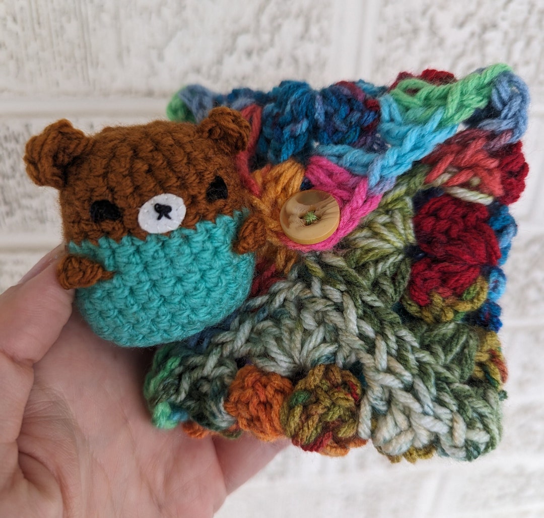Emotional Support Bear With Crochet Pouch - Etsy