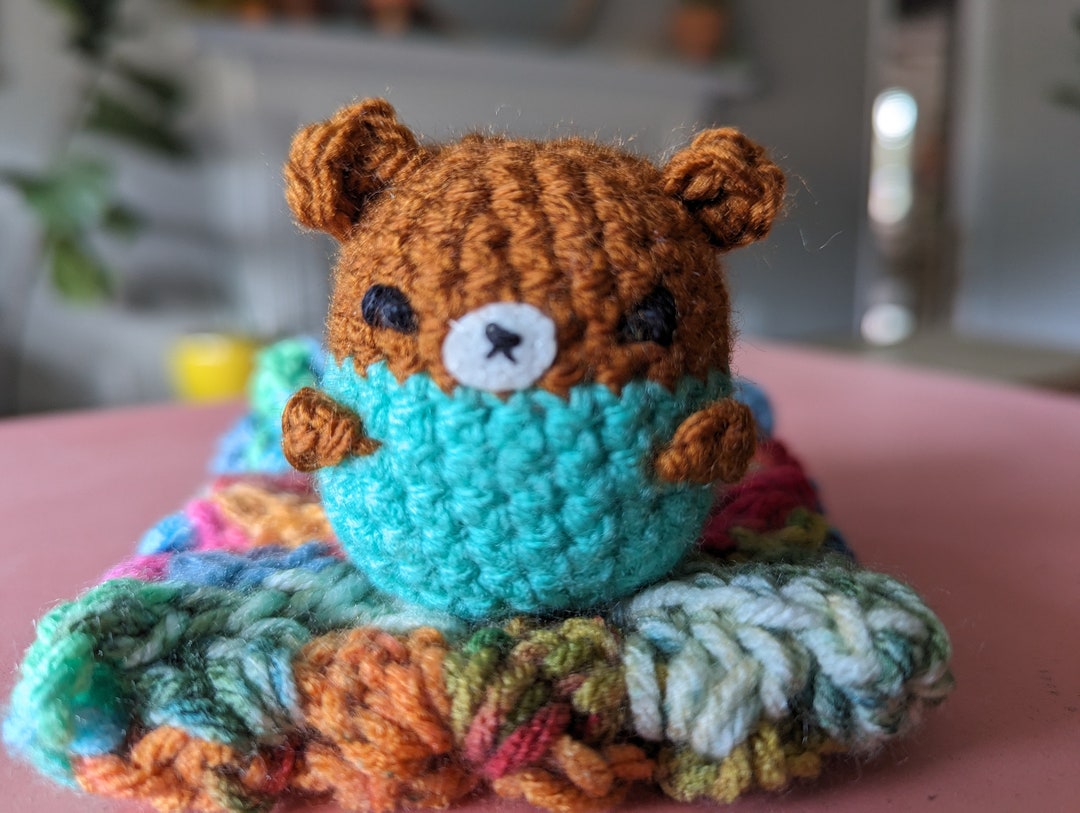 Emotional Support Bear With Crochet Pouch - Etsy