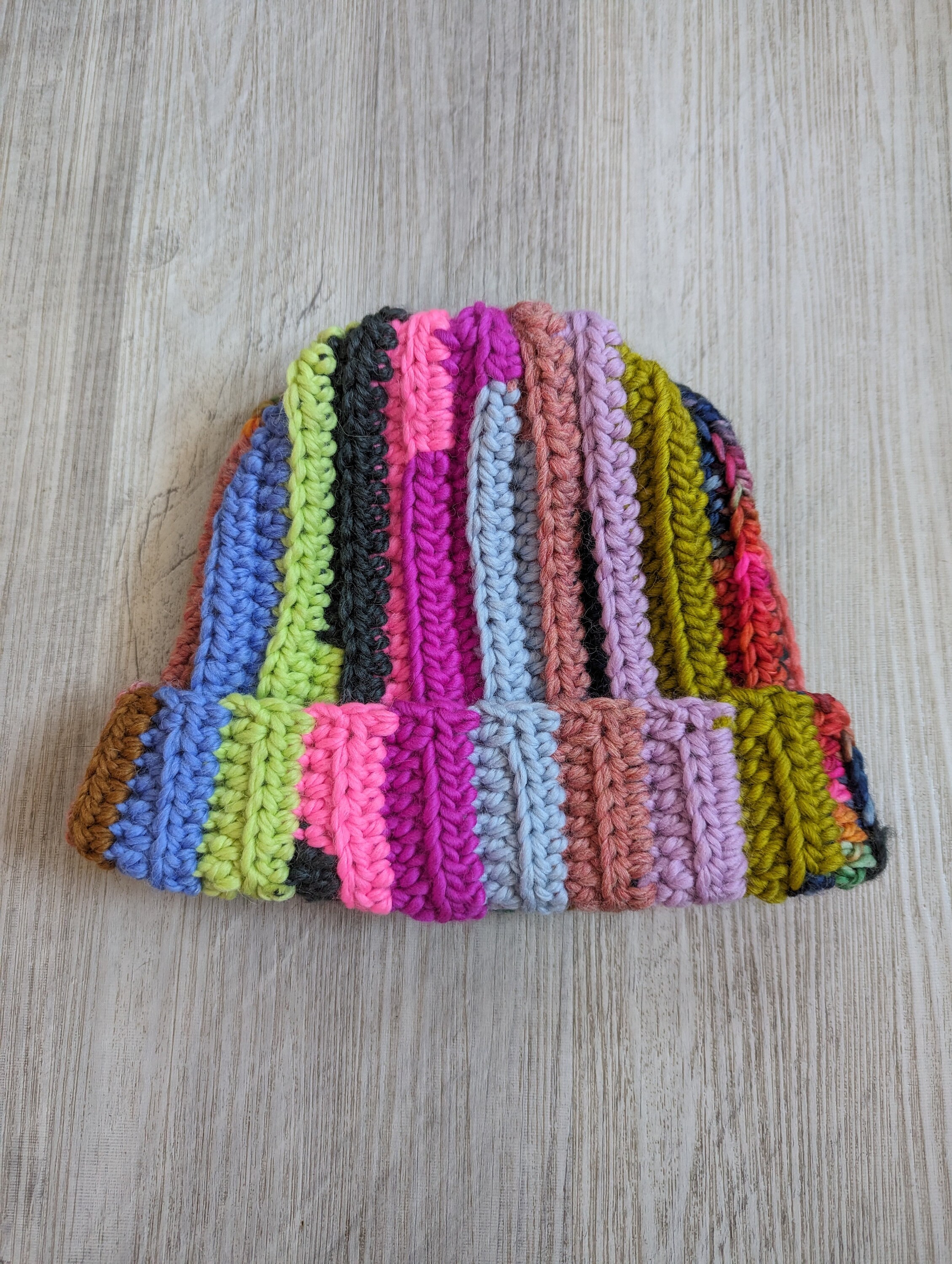 Scrap Yarn, Striped, Wool Crochet Beanie - Etsy