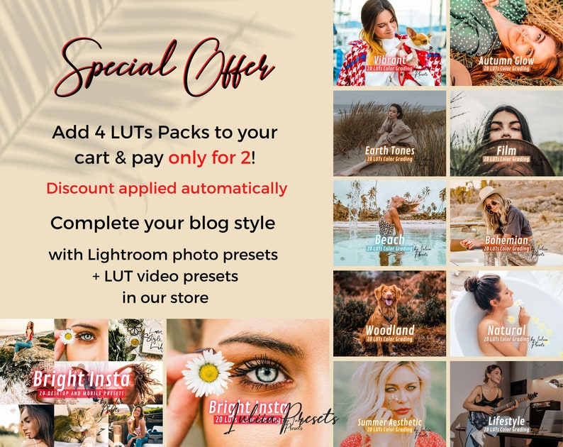 20 Luts After Effect BRIGHT INSTA Reels Video Luts for - Etsy