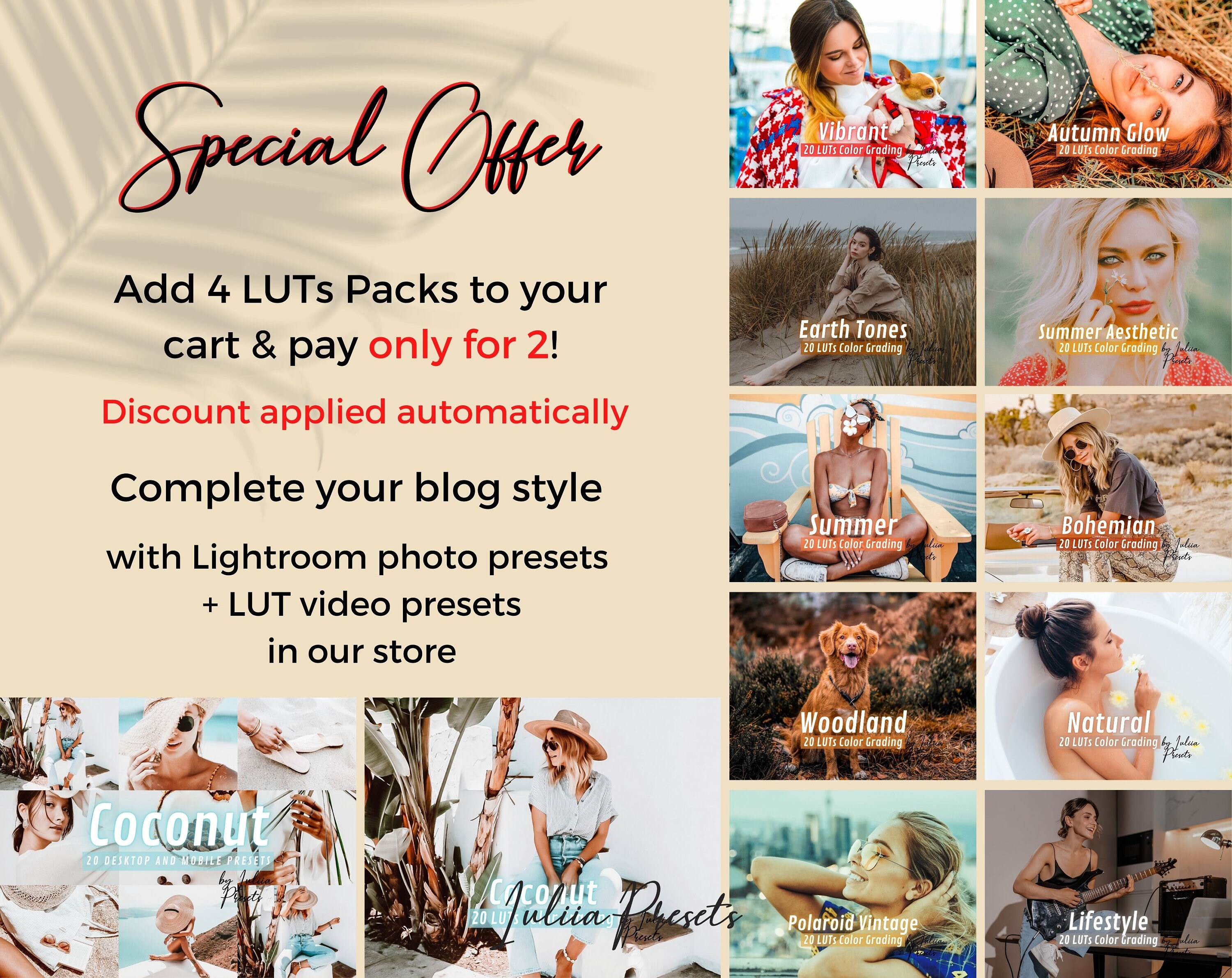 20 Summer Luts COCONUT, Adobe Premiere Pro Luts Pack, Video Editing ...