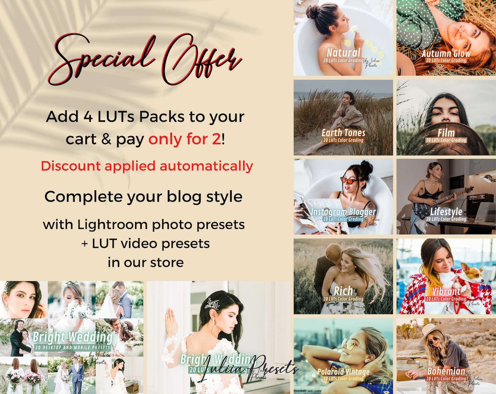 20 BRIGHT WEDDING Luts for Video Editing, Affinity Luts Pack, Final Cut ...