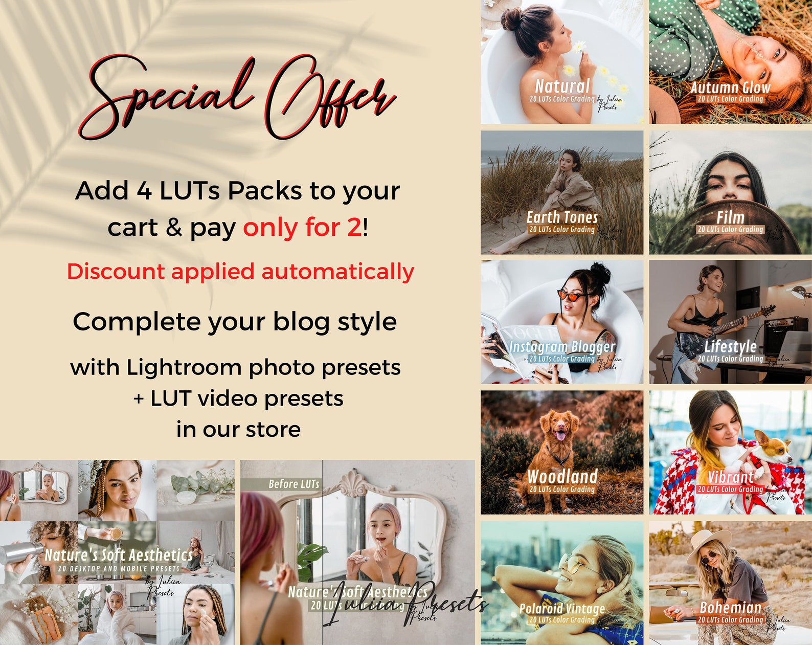 Premiere Pro Luts & Lightroom Presets Set, Soft Cinematic Luts, Video ...