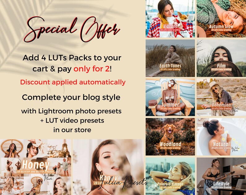 20 Luts Premiere HONEY Creamy Affinity Luts Film LUT for | Etsy