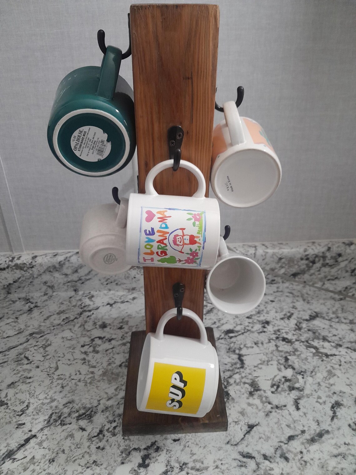 Handcrafted Farmhouse Mug Tree Counter Top Rustic Coffee Mug Tree ...